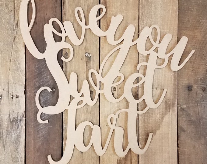 Hi Script Connected Word, Unfinished Wooden Word Art, Paintable Word ...