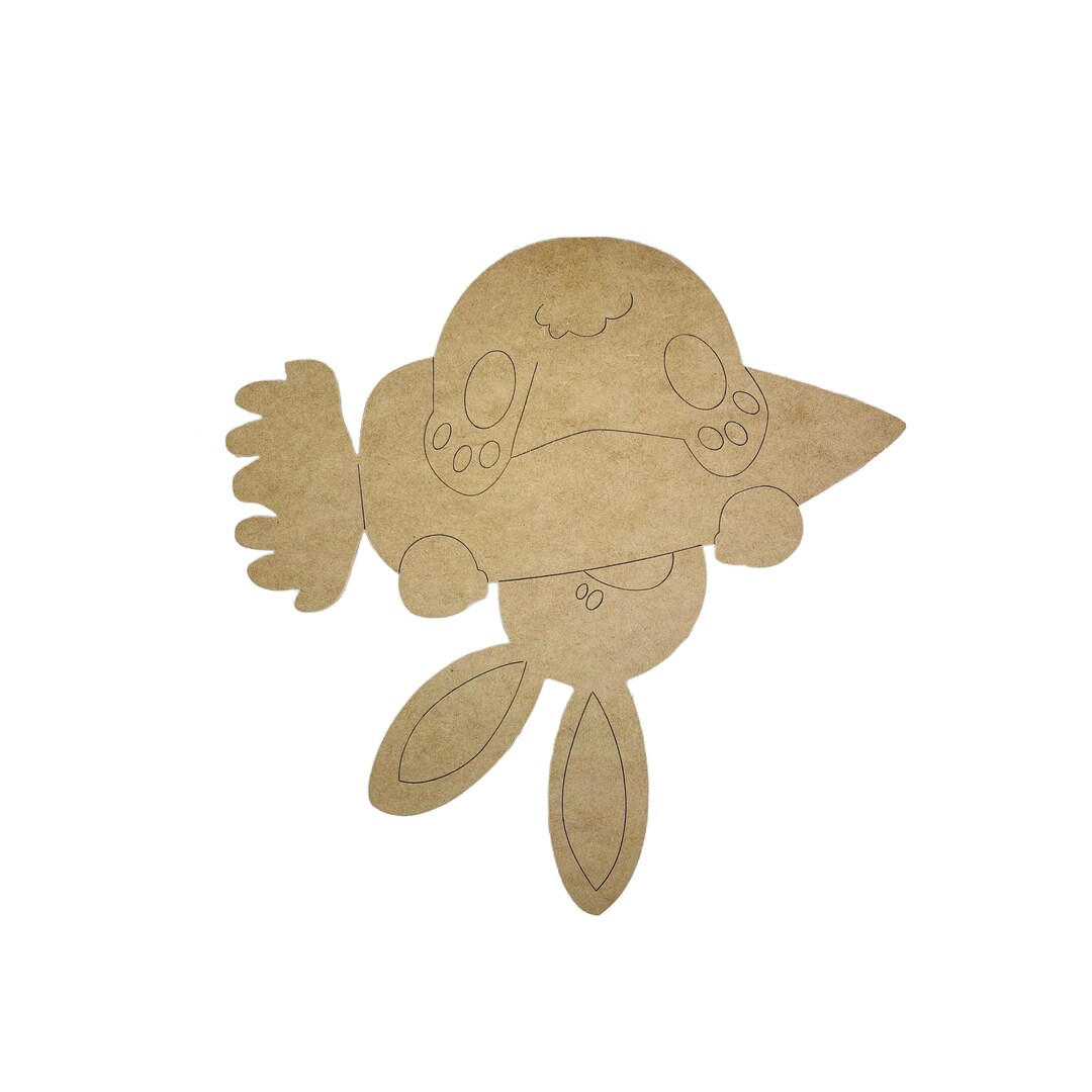 Upside Down Bunny With Carrot, Easter Shape Unfinished Wood Cutout ...