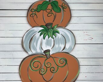Triple Stacked Pumpkin Door Hangers - Etsy