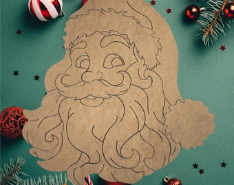 Santa Head Shape, 3 20, Santa Head Cut Out, Wooden Cutout Shapes for ...