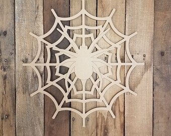 Spiderweb Unfinished Wall Art Wood Cutout, DIY Paintable, Wooden, Arts ...
