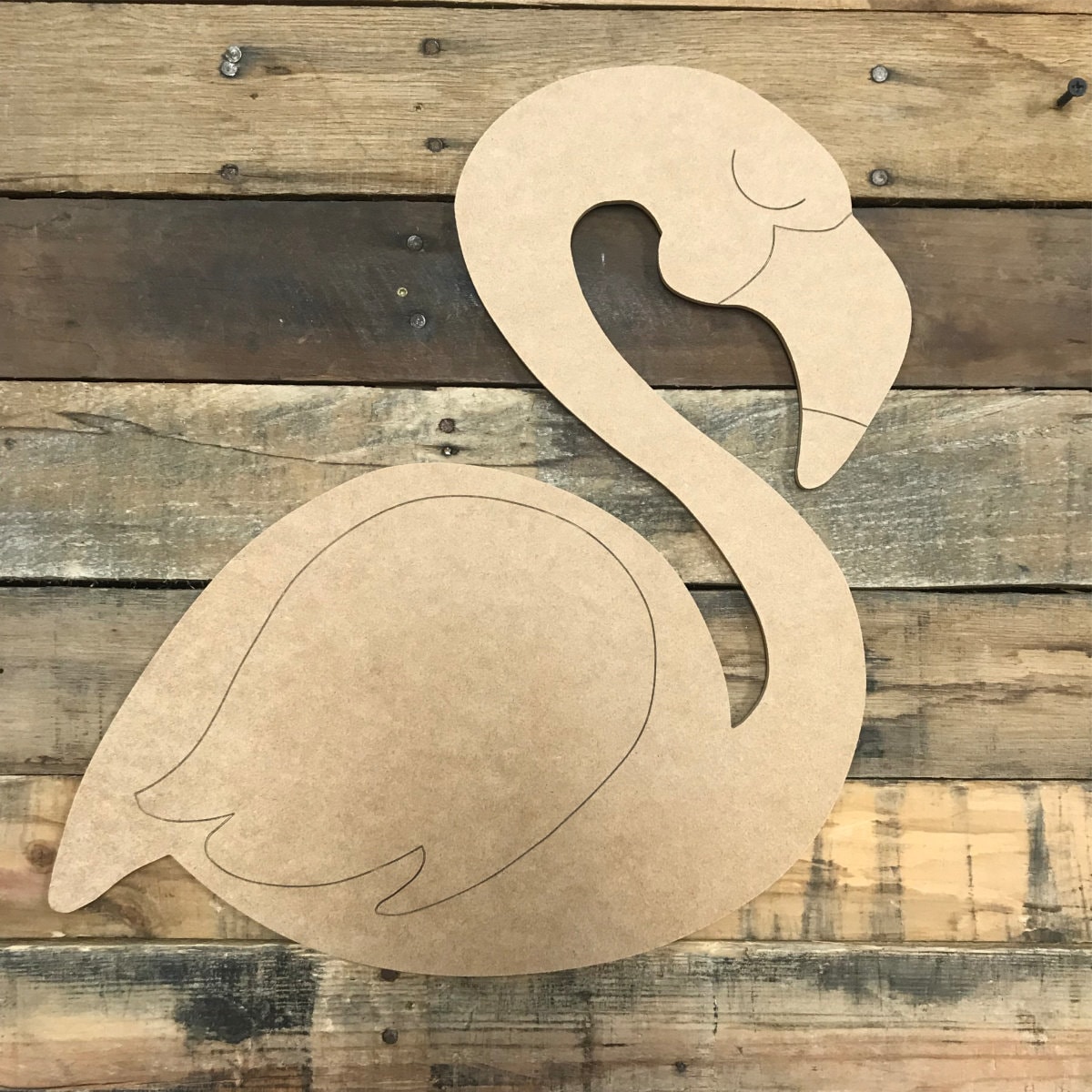 Flamingo With Guide Lines, Flamingo Long Neck Water Bird Unfinished ...