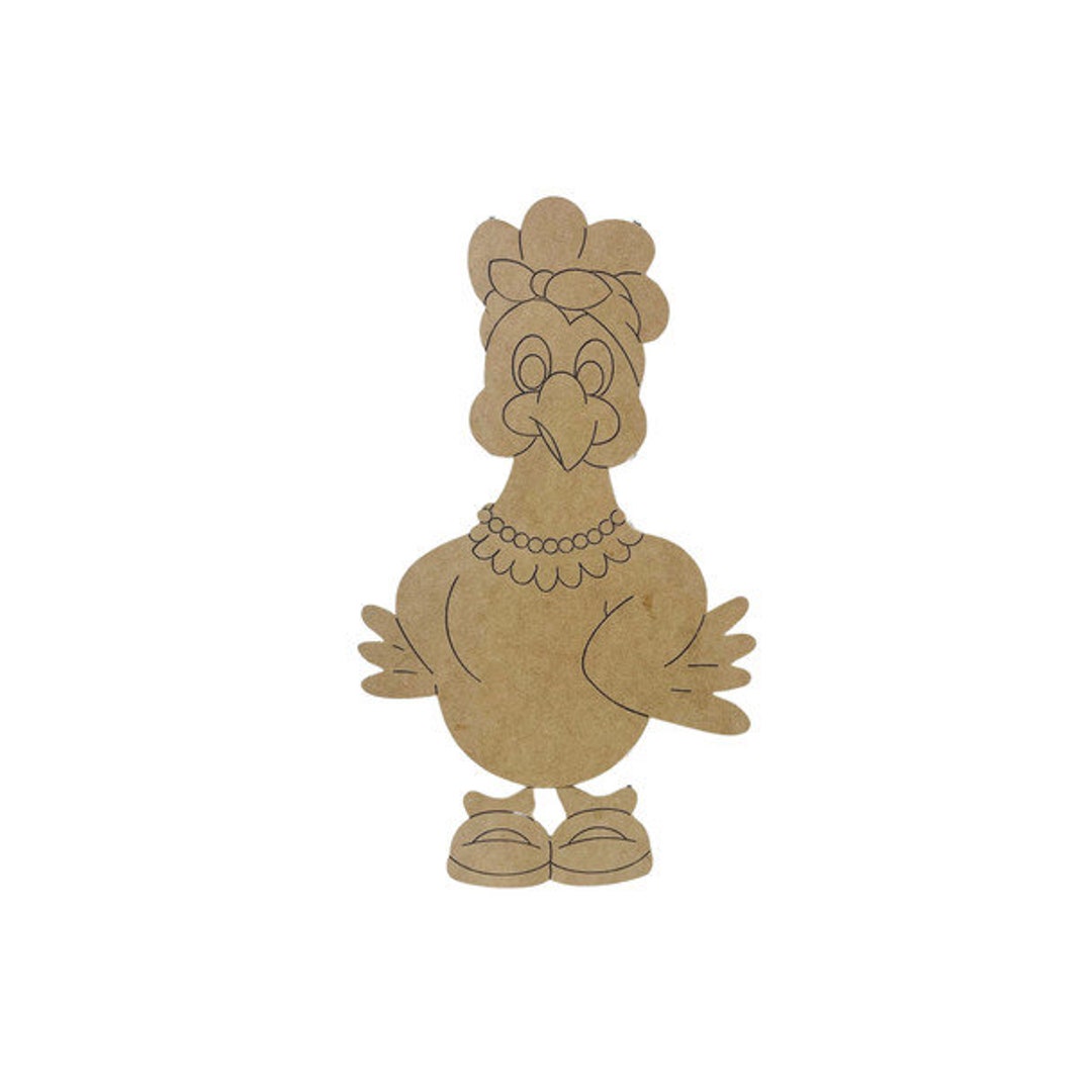 2-piece Chicken With Ribbon Legs, MDF Wooden Craft, Unfinished Craft ...