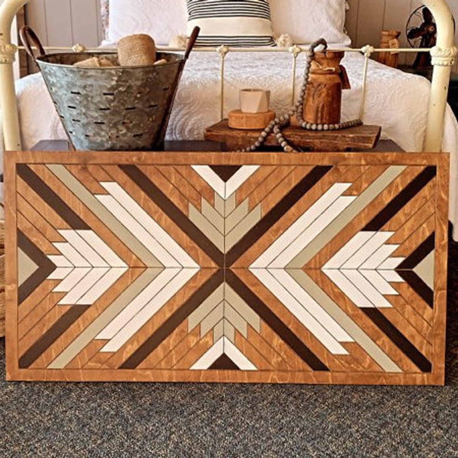 Bohemian Pine Art, Geometric Art, Boho Décor, Wall Décor Art, Stainable ...