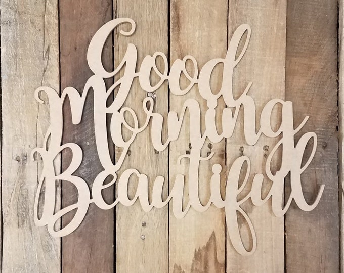 Hi Script Connected Word, Unfinished Wooden Word Art, Paintable Word ...