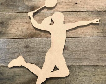 Badminton Tennis Man Player Wooden Unfinished, Shape, Paintable Tennis ...