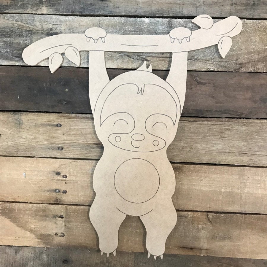 Baby Sloth Hanging Cutout Unfinished Craft Paint by Line - Etsy