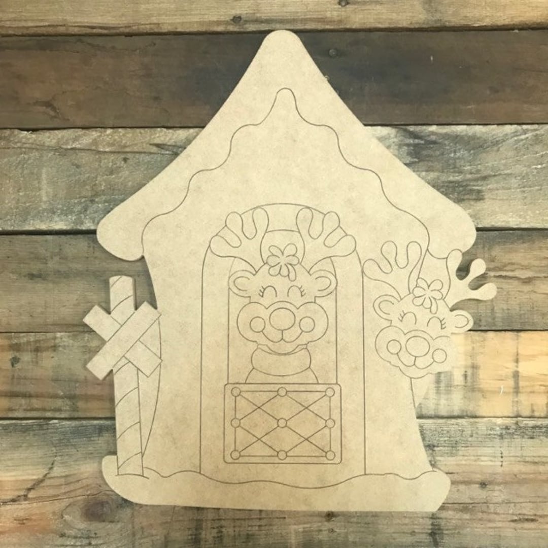 Reindeer Gingerbread House Cutout, BAC, Winter Holiday Reindeer Stable ...
