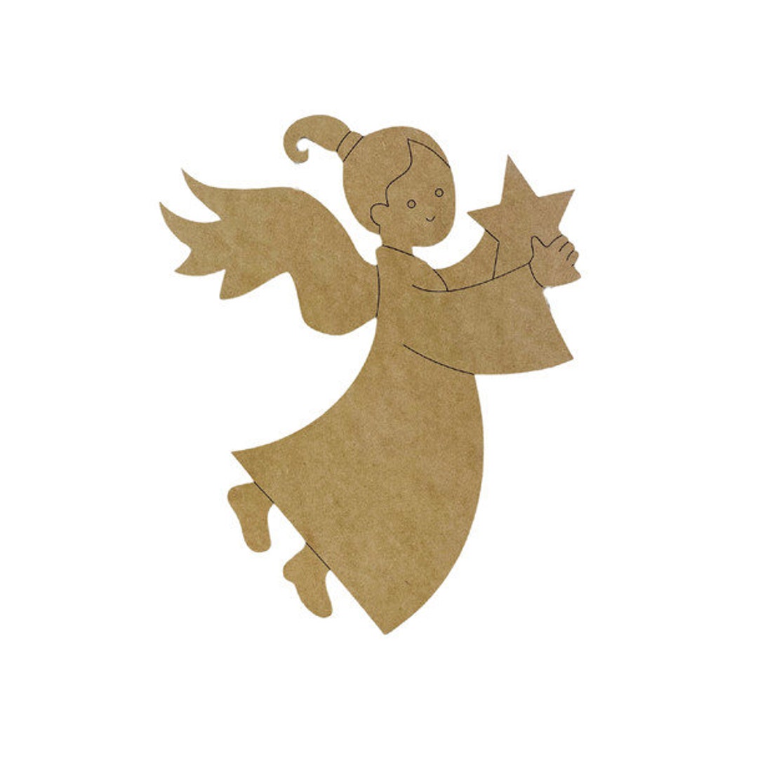 Flying Angel With Star Christmas Shapes Unfinished Wood - Etsy