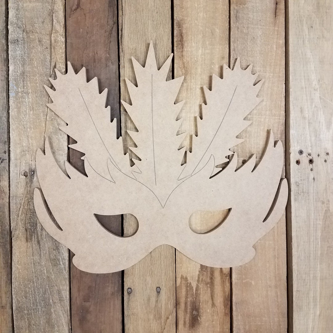 Mardi Gras Mask With Feathers, Unfinished Wall Art, DIY Paintable, Wood ...