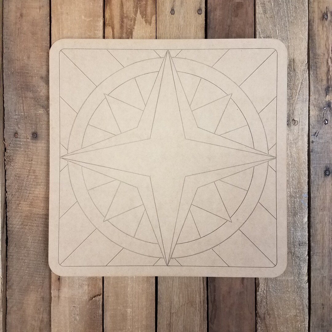 Compass Rose Geometric Art Pattern Square, Unfinished Wall Art, DIY ...