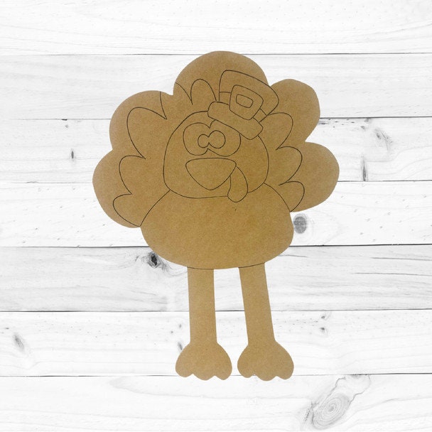 Turkey With Long Legs, Thanksgiving Shape, Unfinished Wood Cutout ...
