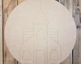 Church Building Shape, Unfinished Craft, Paint by Line, Engraved DIY ...