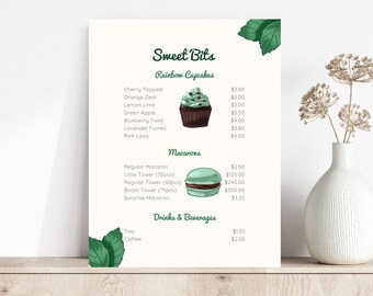 Price List Desserts Template - Etsy