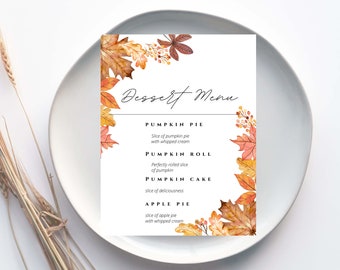 Fall Menu Template - Etsy