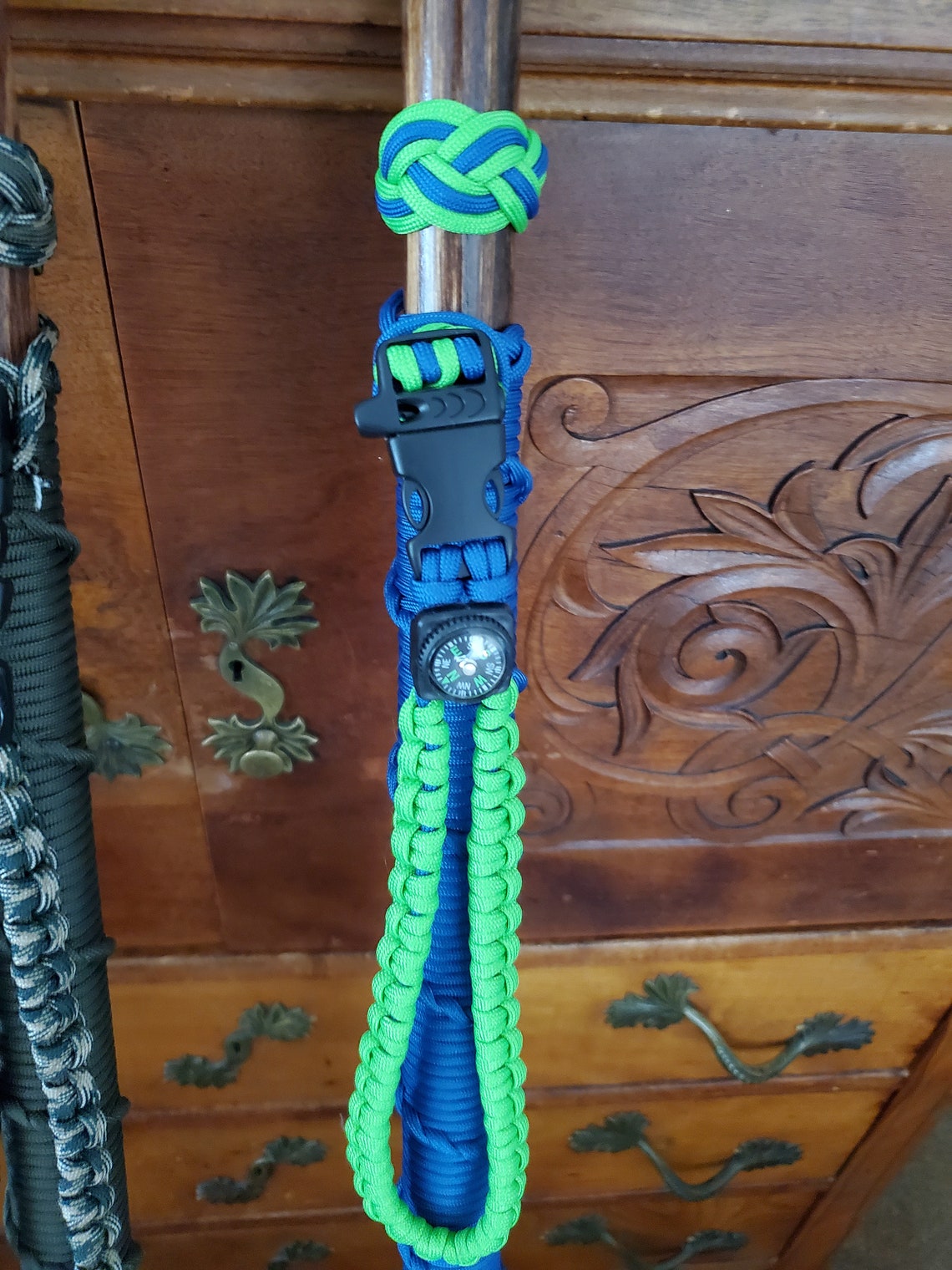 Blue and Neon Green Hiking Staff / Walking Stick - Etsy