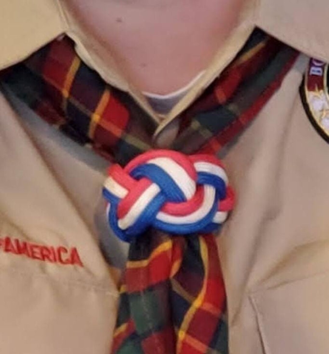 Red, White and Blue Neckerchief Slide / Patriotic Woggle Knot ...
