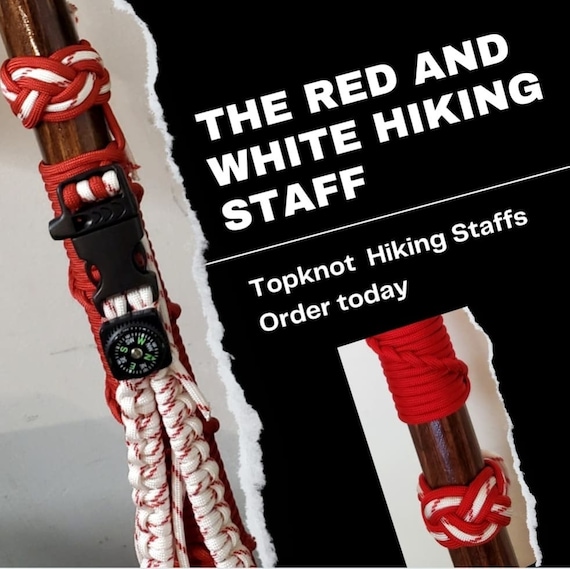 Red and White Hiking Staff / Walking Stick - Etsy