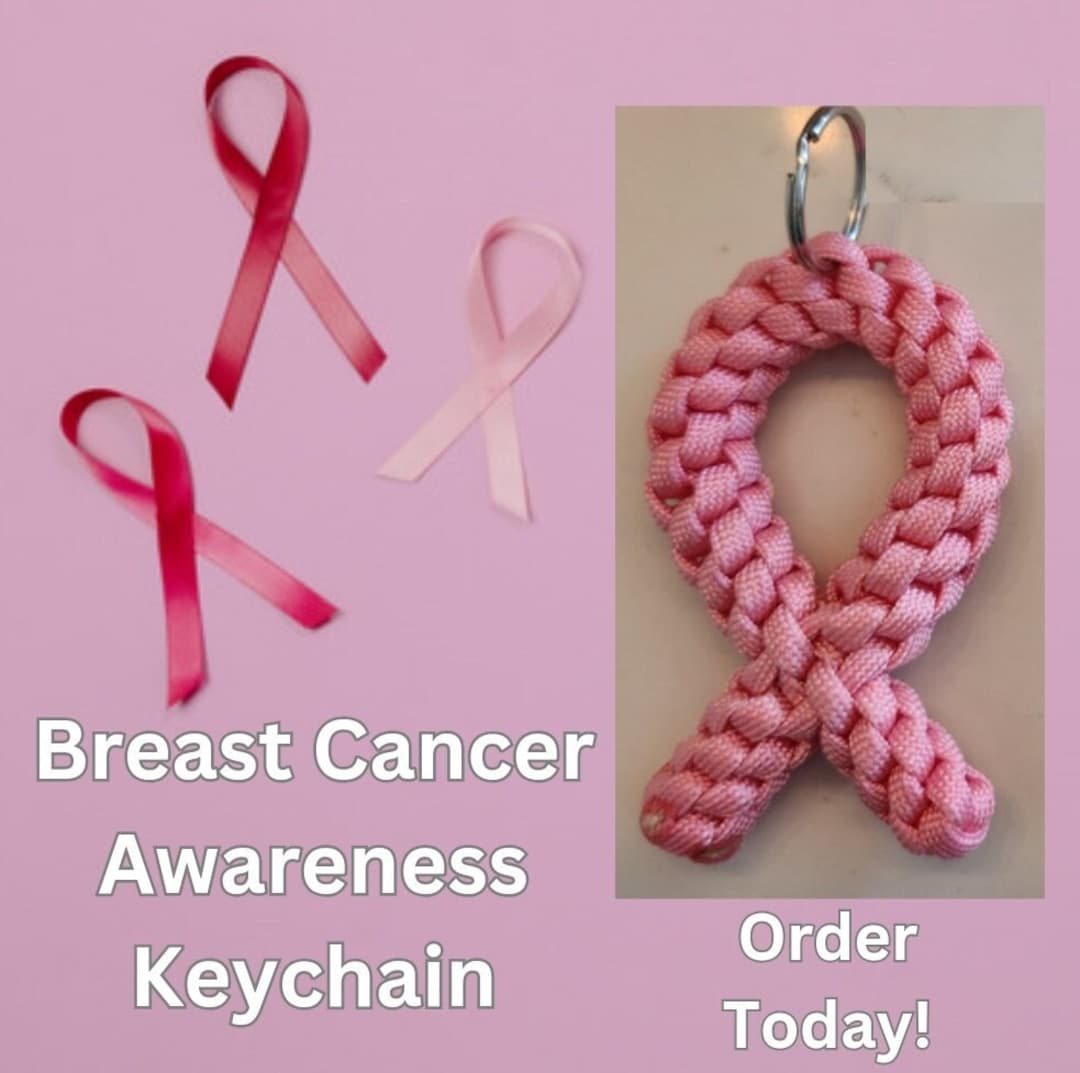 Breast Cancer Awareness Keychain / Breast Cancer Ribbon / Paracord Pink ...