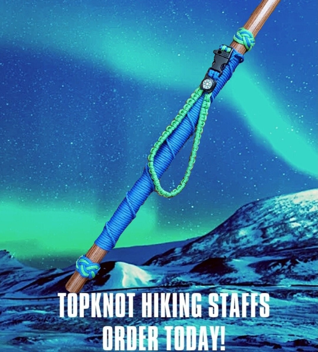 Blue and Neon Green Hiking Staff / Walking Stick - Etsy