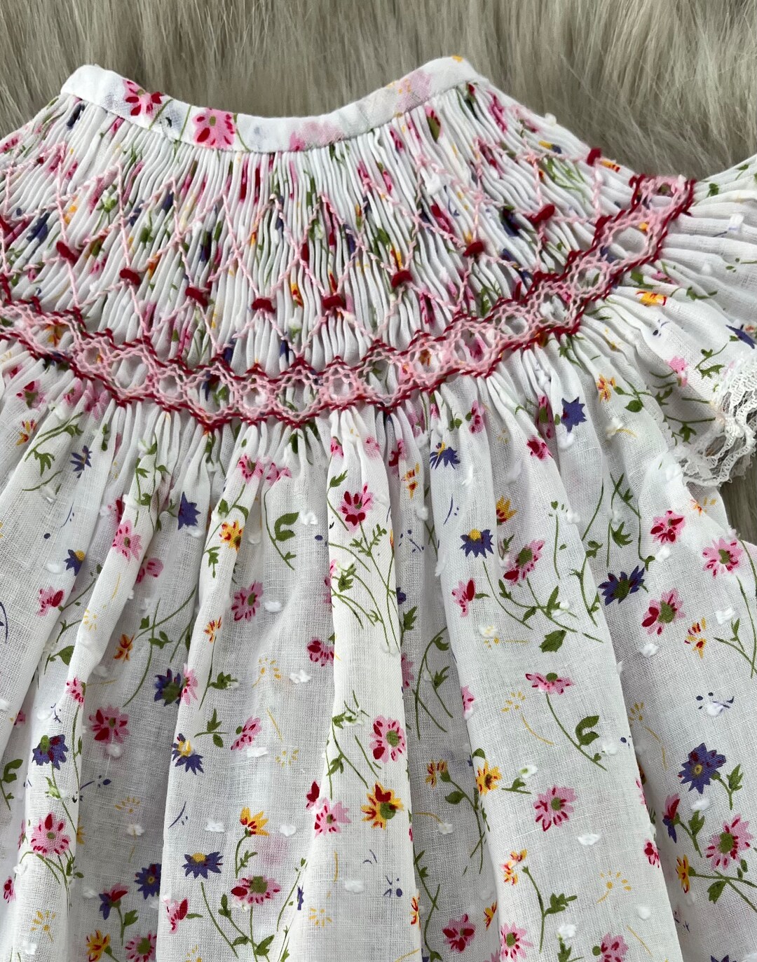 Hand Smocked Floral Baby Bishops Dress swiss Voile Age 6-9 Months - Etsy UK