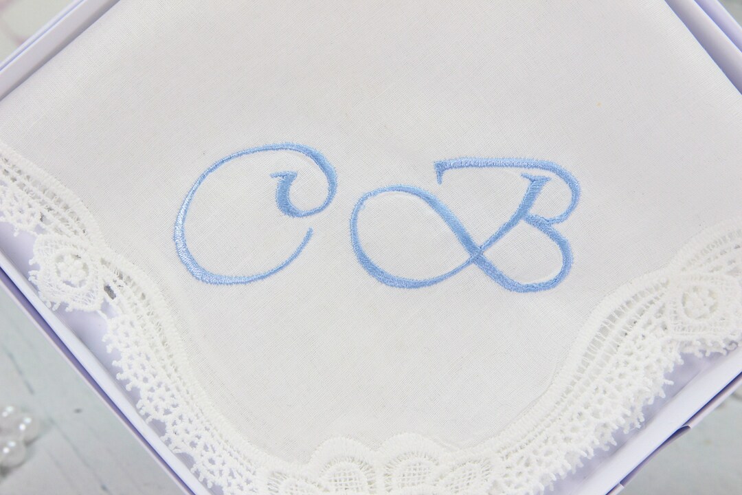 Personalised Men's Handkerchief Single White Cotton Embroidered Name or ...