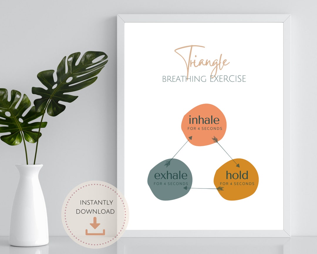 Triangle Breathing Exercise Print – Self Care, Counselor Decor (digital ...