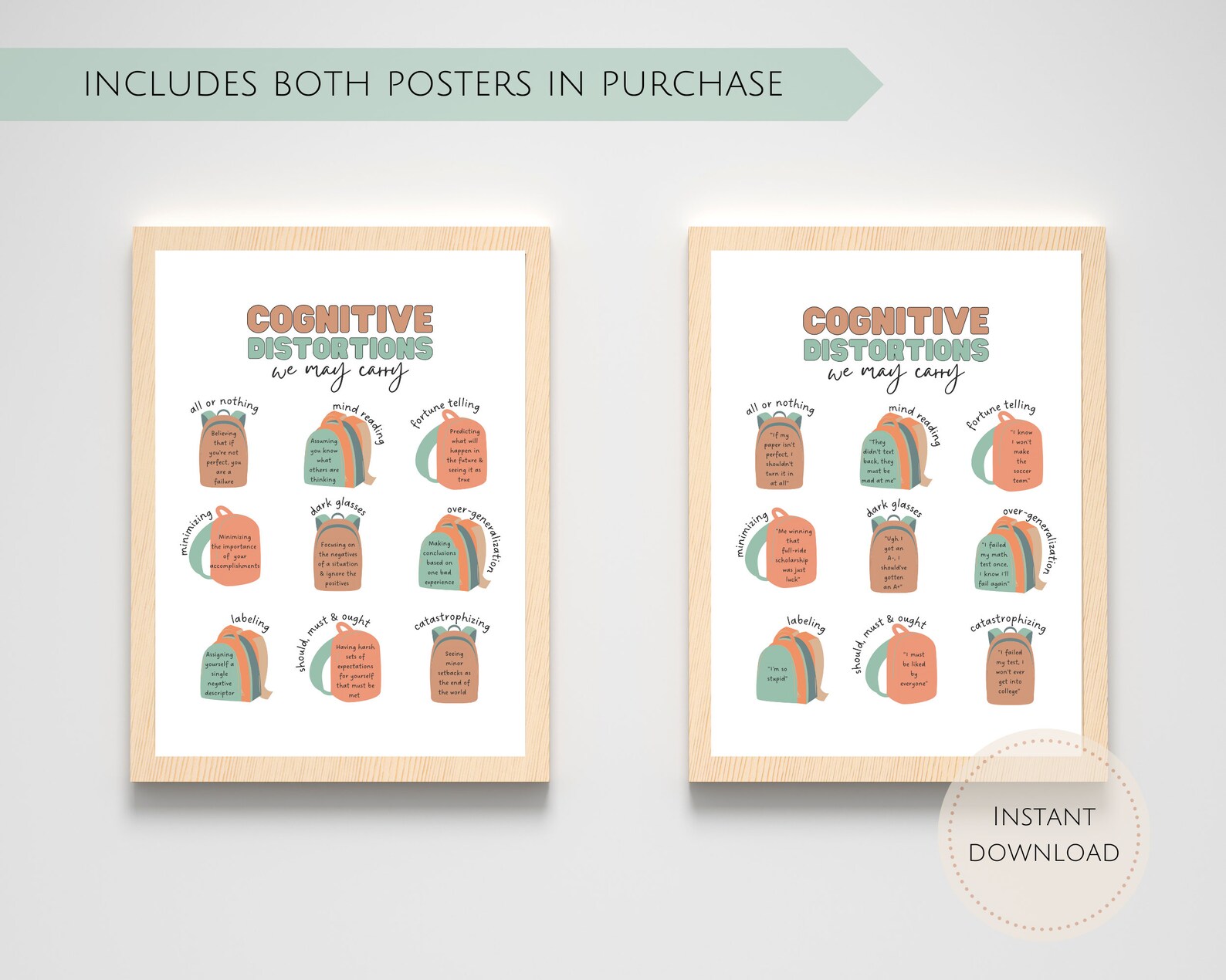 Cognitive Distortion Printable Poster - School Counselor Office Decor ...