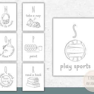 28 Printable Coping Skills Alphabet Coloring Pages - Self Care ...