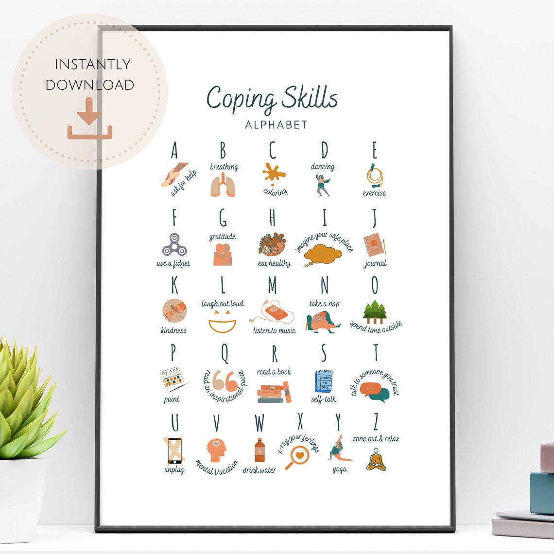 Coping Skills Alphabet Print Self Care Printable - Etsy UK