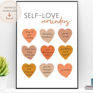 Self Love Reminders Poster - Self Love Printable - Mindfulness - School ...