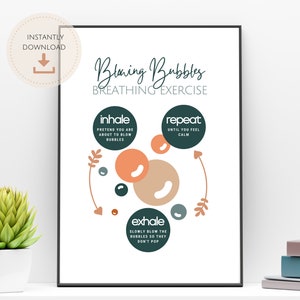 Mindfulness Breathing Exercise Print - Blowing Bubbles Breathing - Self ...