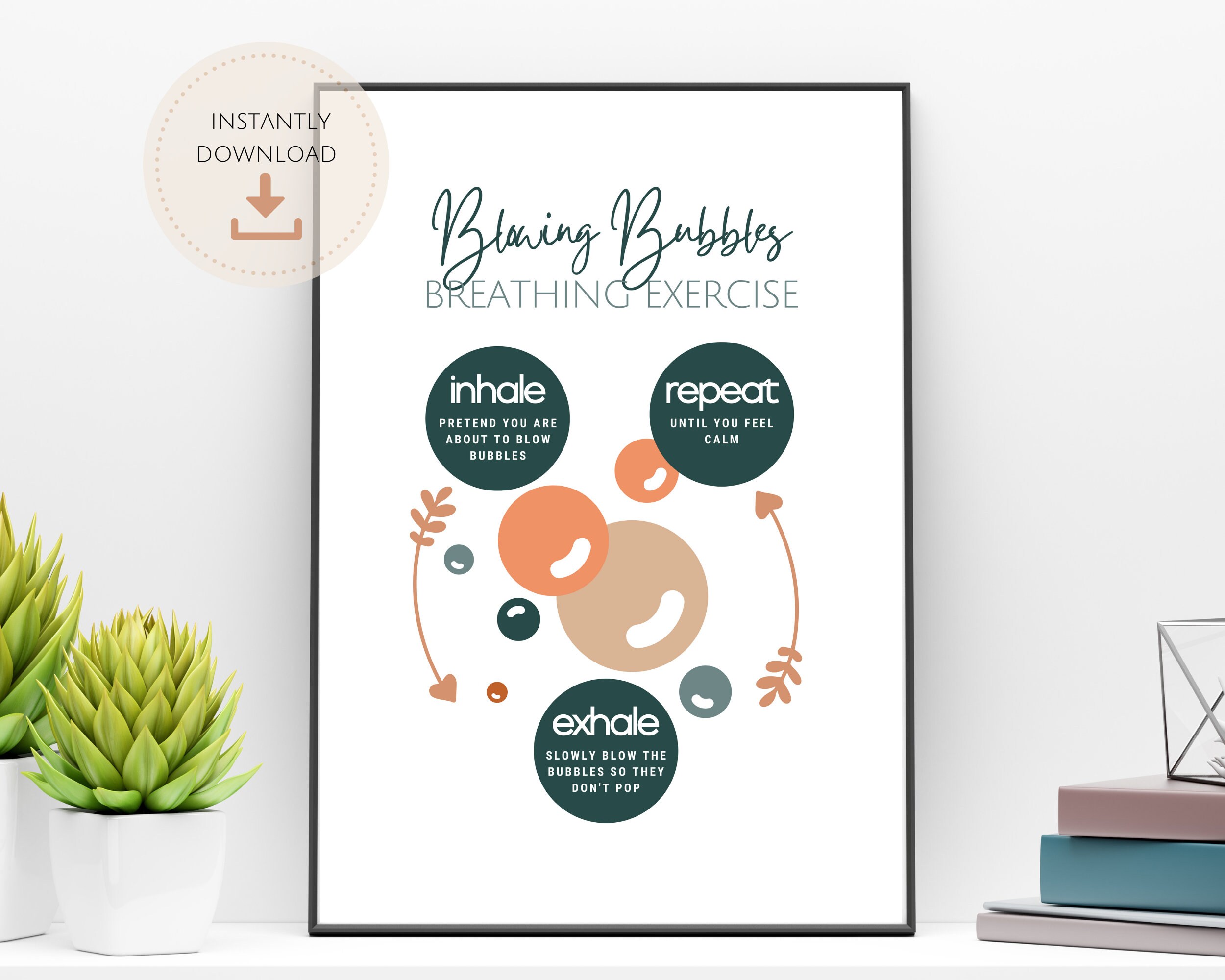 Mindfulness Breathing Exercise Print - Blowing Bubbles Breathing - Self ...