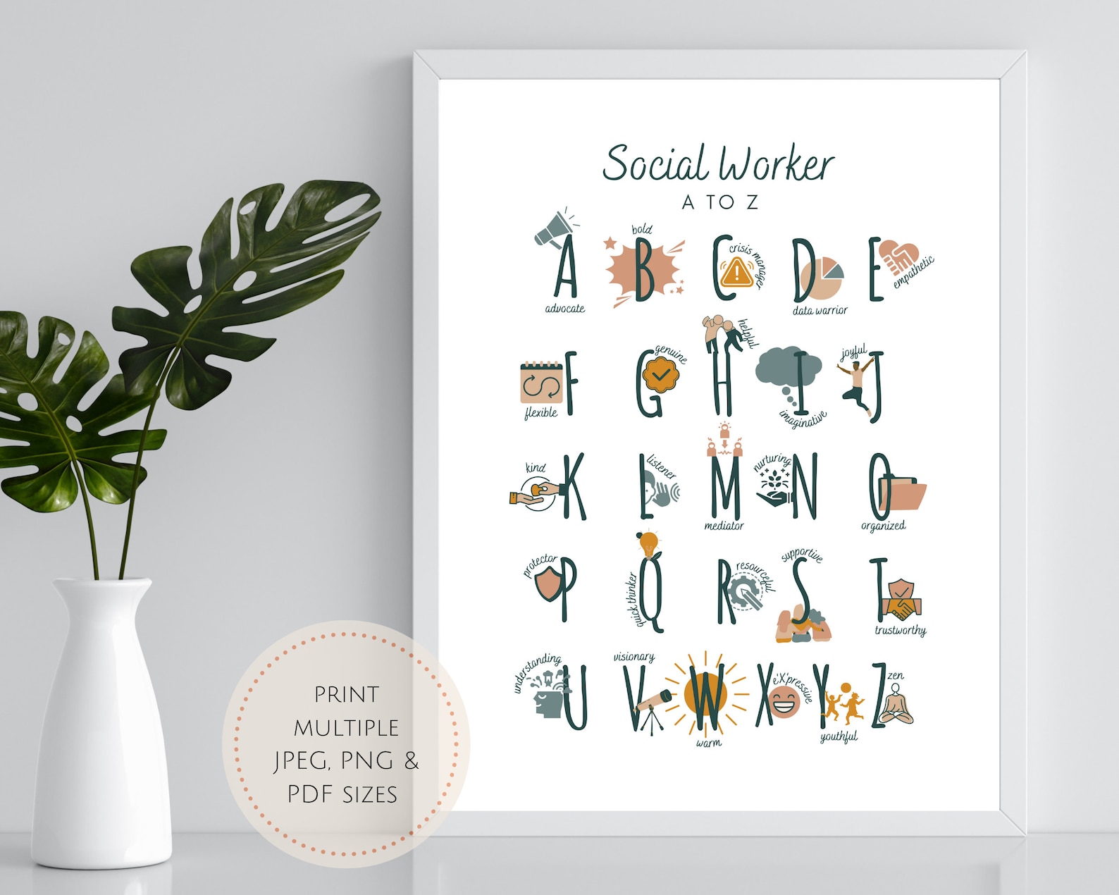 Social Worker Alphabet Print – Office Decor (digital Download) - Etsy
