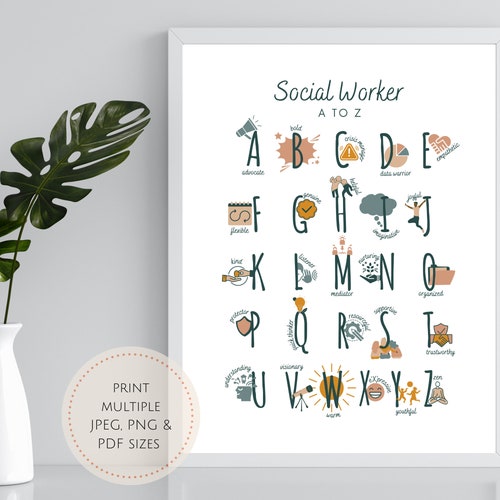 Social Worker Alphabet Print Social Worker Sign Social - Etsy