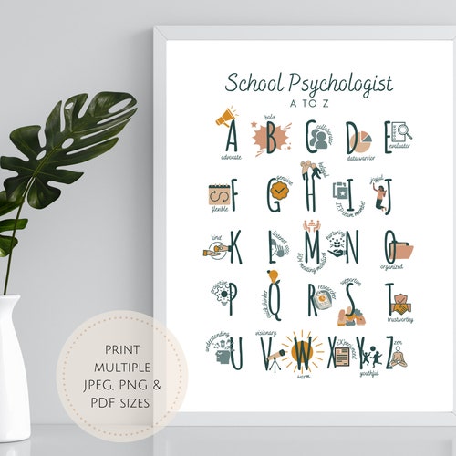 School Psychologist Alphabet Print School Psychologist Sign - Etsy