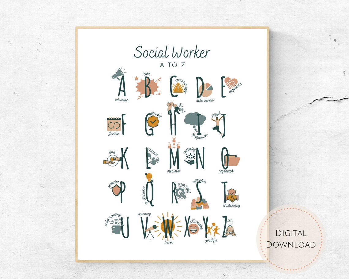 Social Worker Alphabet Print – Office Decor (digital Download) - Etsy