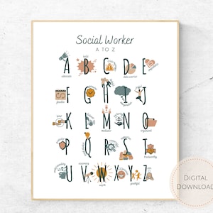 Social Worker Alphabet Print - Social Worker Sign - Social Worker Gift ...