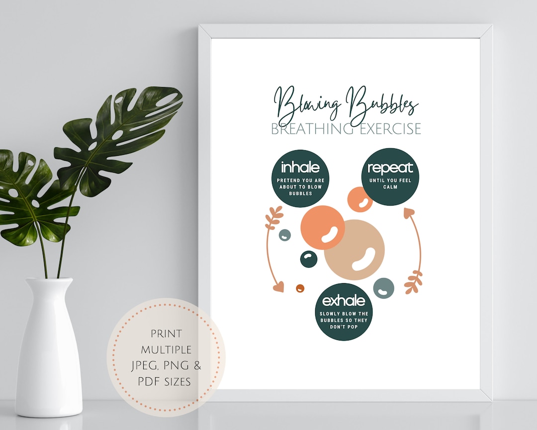 Mindfulness Breathing Exercise Print - Blowing Bubbles Breathing - Self ...