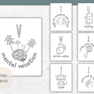 28 Printable Coping Skills Alphabet Coloring Pages - Self Care ...