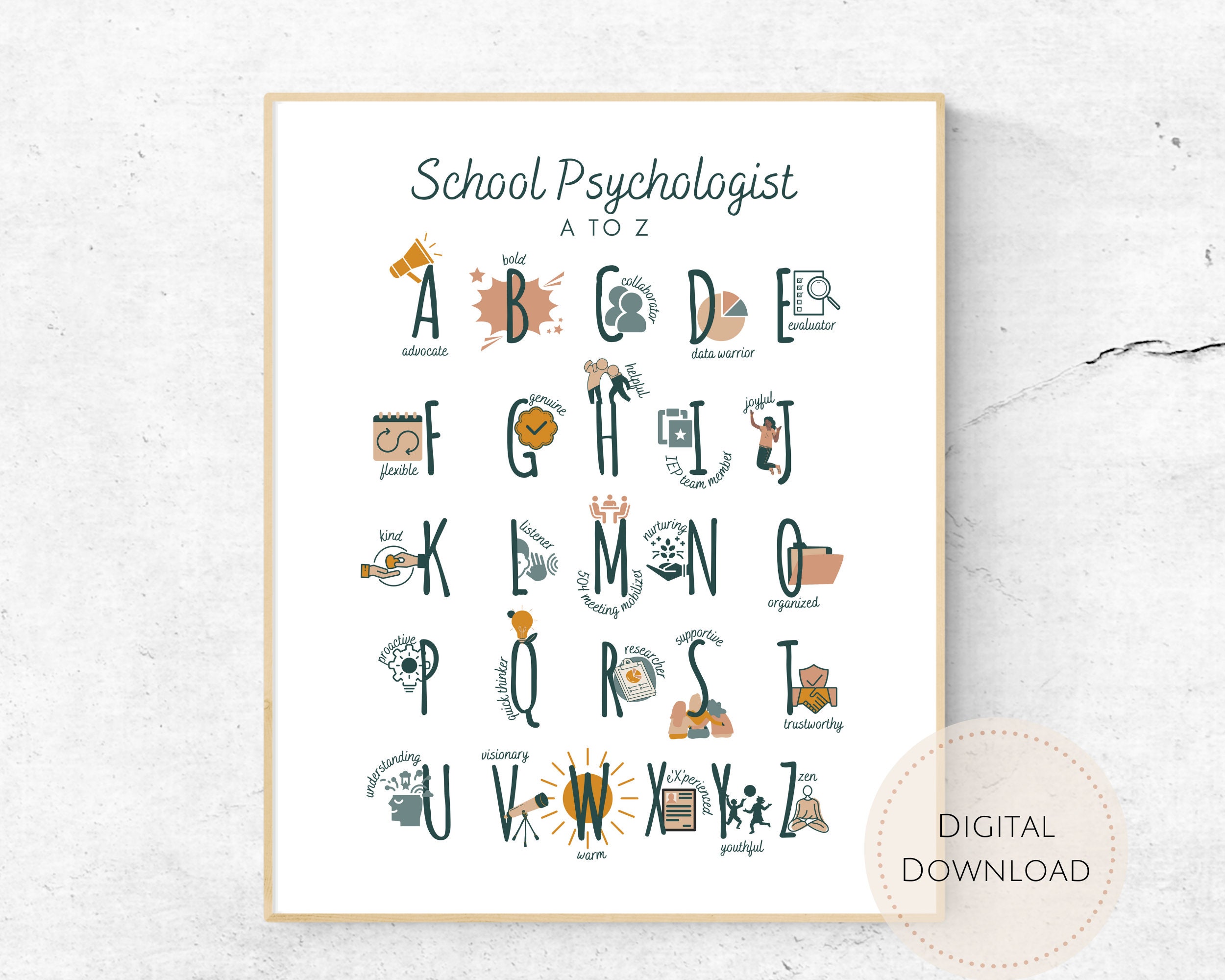 School Psychologist Alphabet Print School Psychologist Sign - Etsy