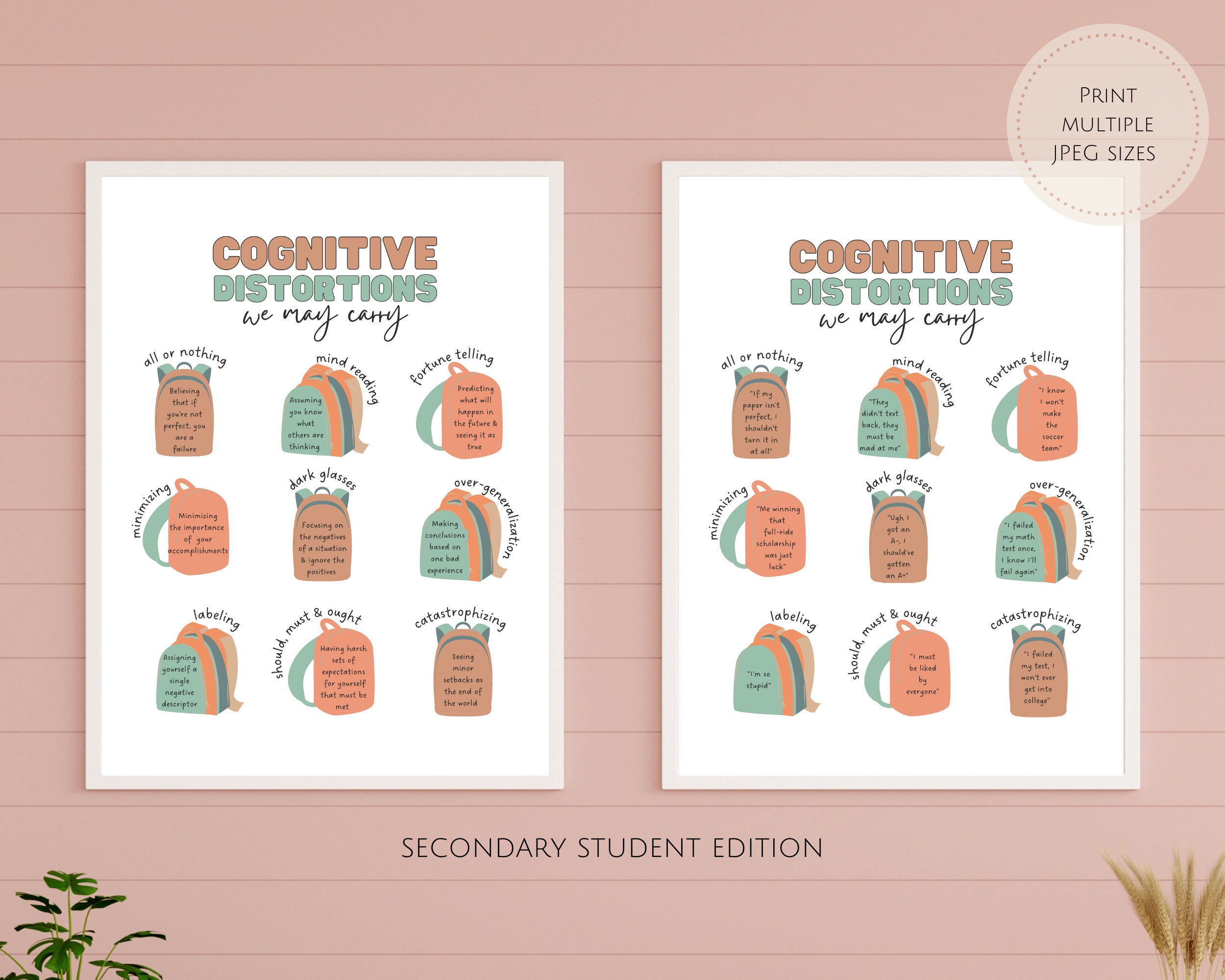 Cognitive Distortion Printable Poster - School Counselor Office Decor ...