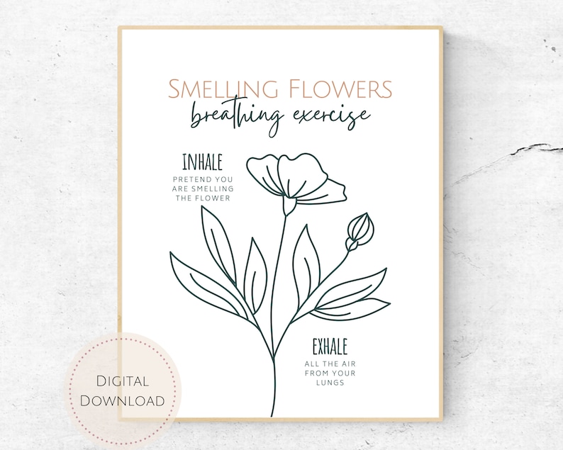 Breathing Mindfully Exercise Print Smelling Flowers Self Care Printable ...