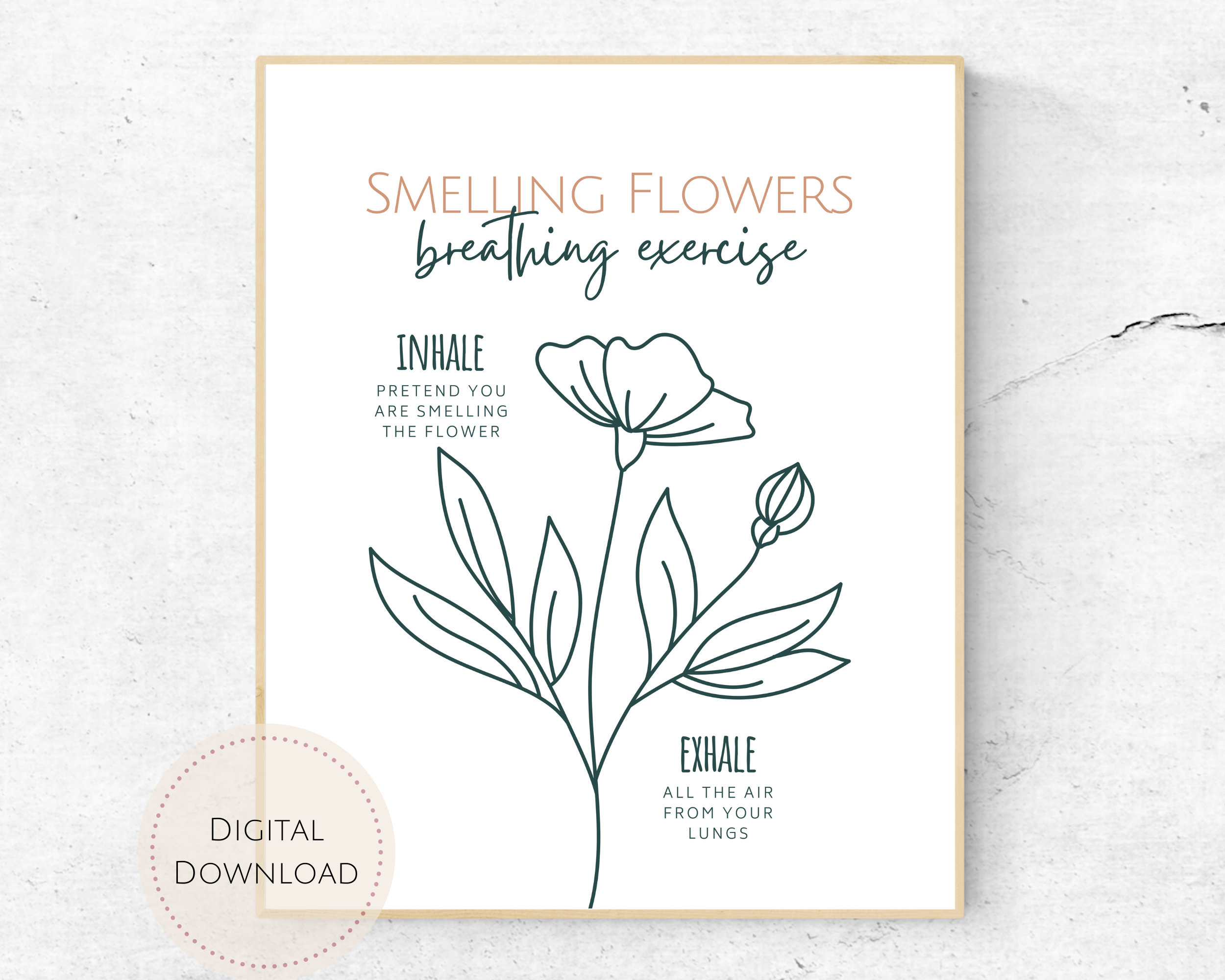 Breathing Mindfully Exercise Print - Smelling Flowers - Self Care ...