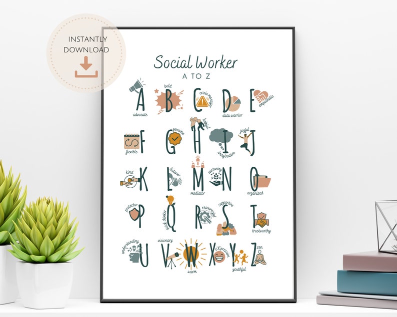 Social Worker Alphabet Print Social Worker Sign Social | Etsy