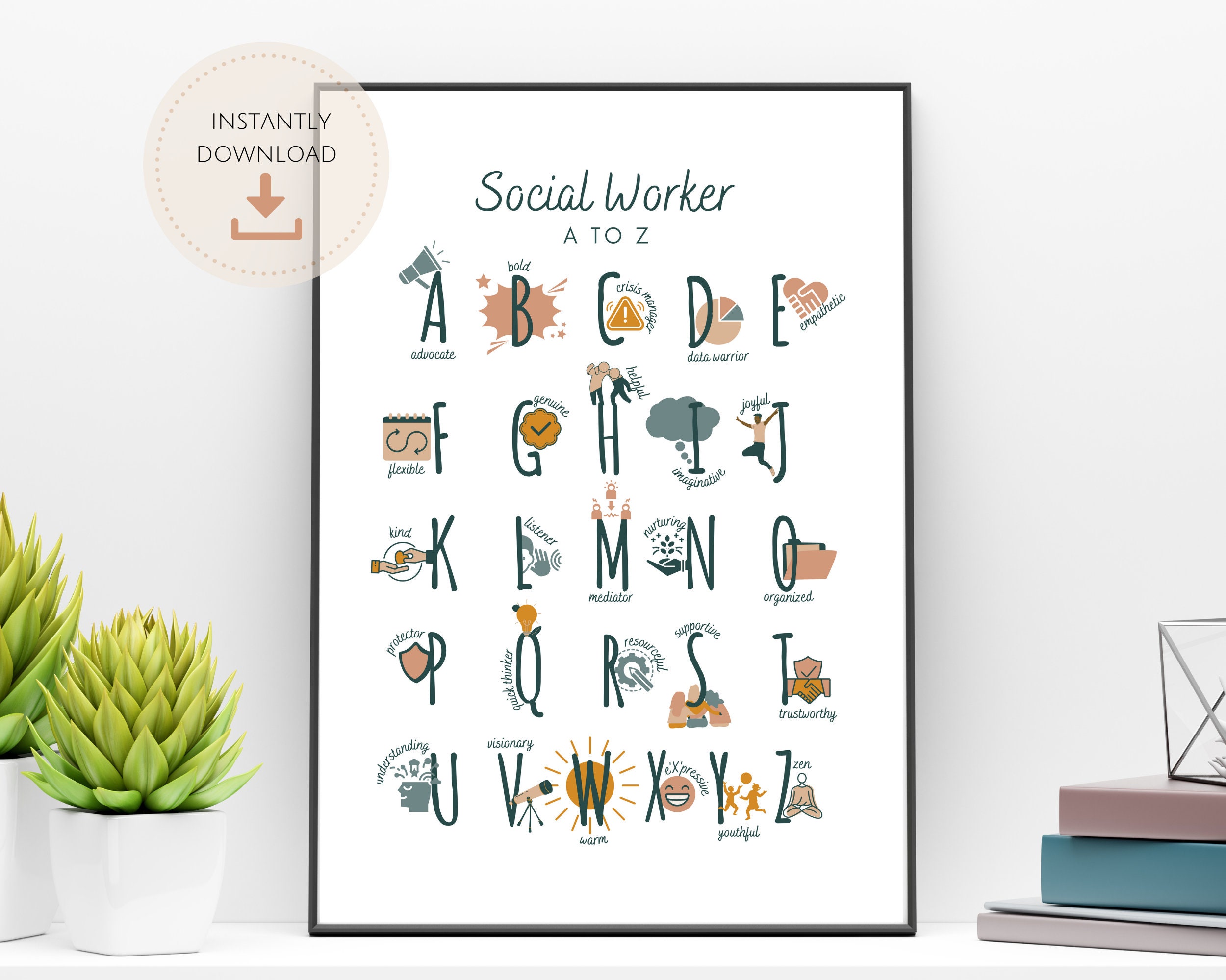 Social Worker Alphabet Print Social Worker Sign Social - Etsy