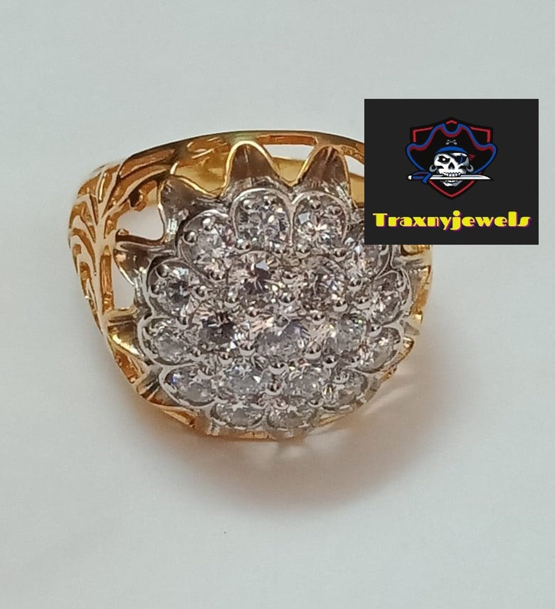 Hip Hop Men Iced Out Pinky Diamond Gold Rolex Rapper Ring - Etsy