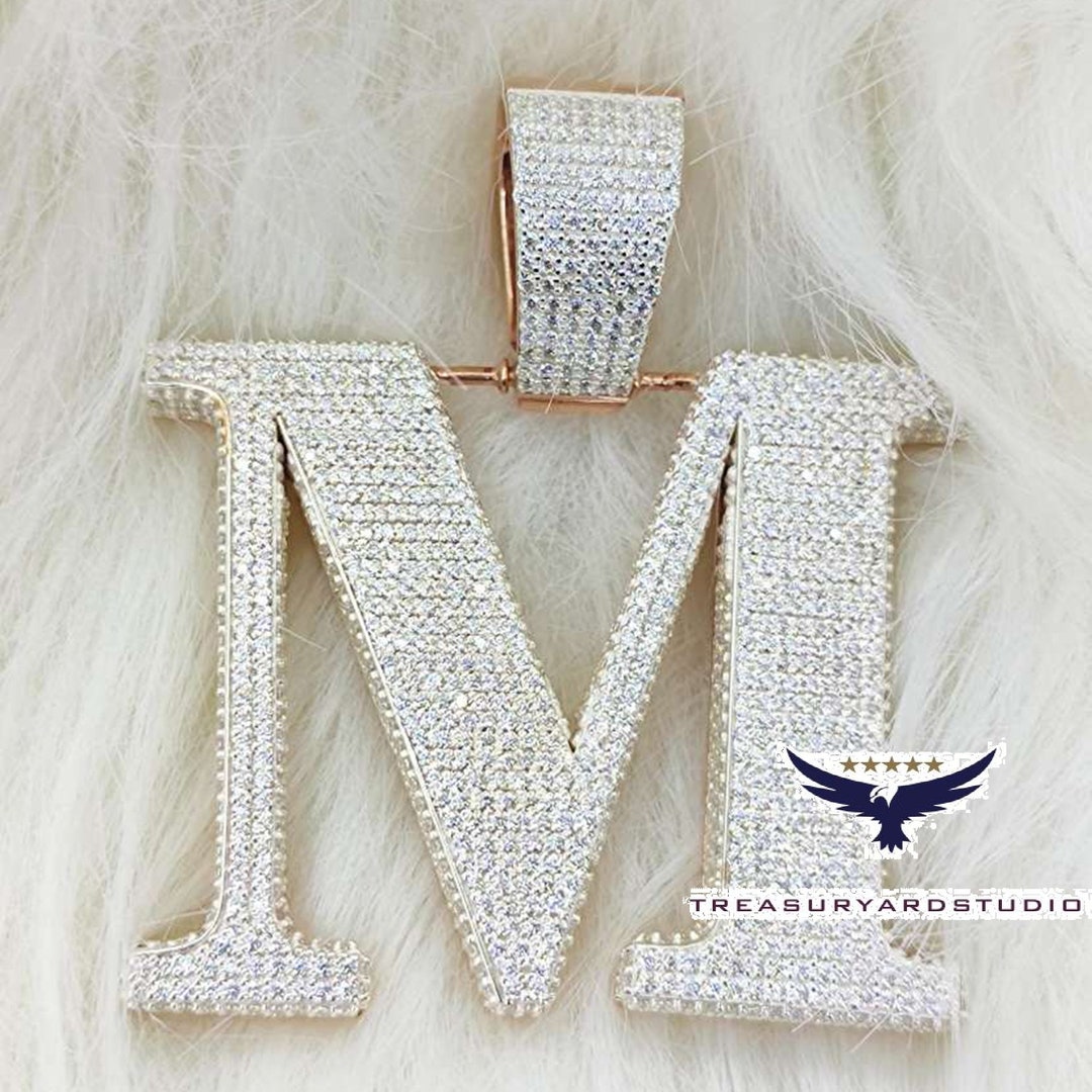 Alphabets Name M Pendant Necklace 3D Letters Iced Out Initials - Etsy