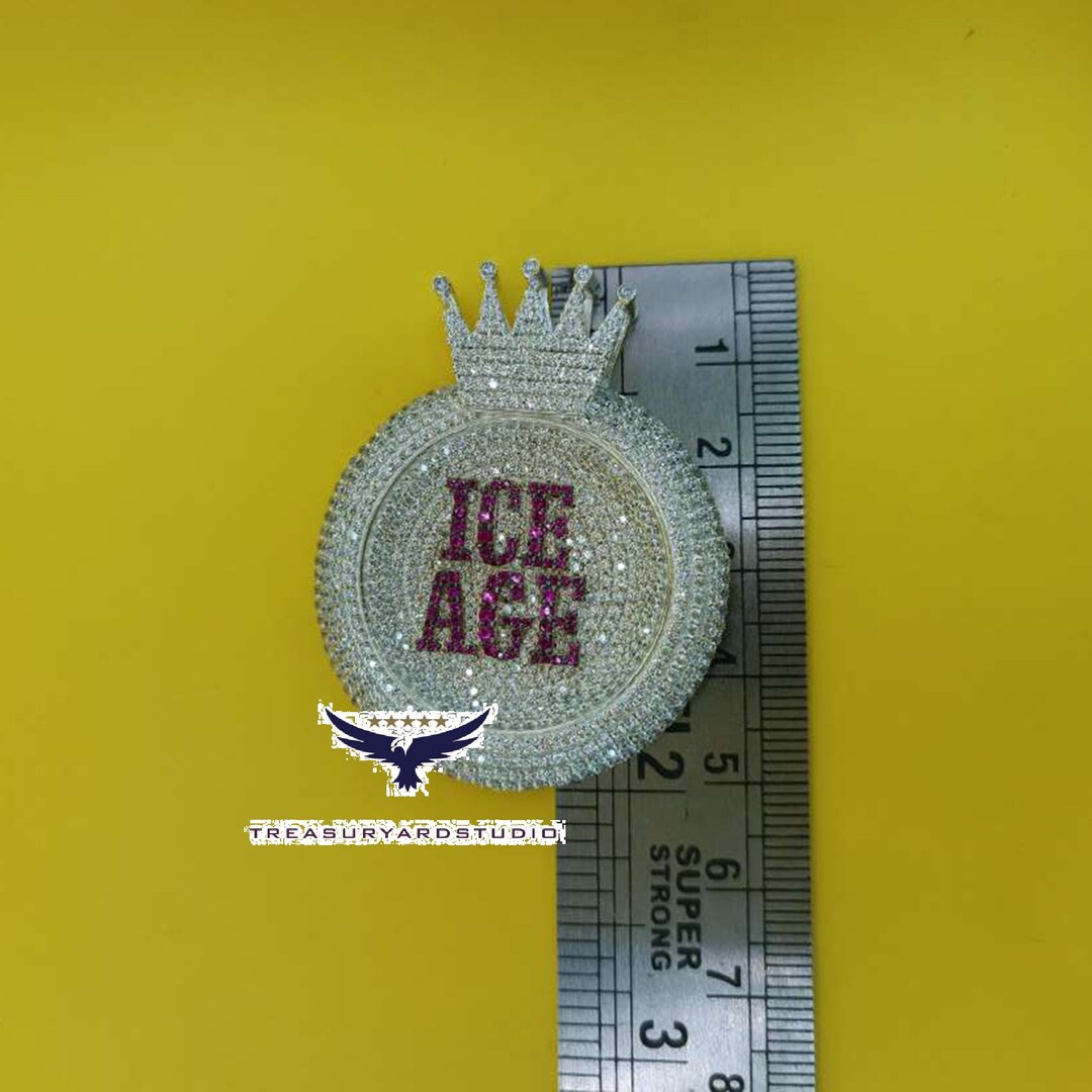 Iced Out Crown Tiara Charm Rapper ice Age Logo Pendant - Etsy