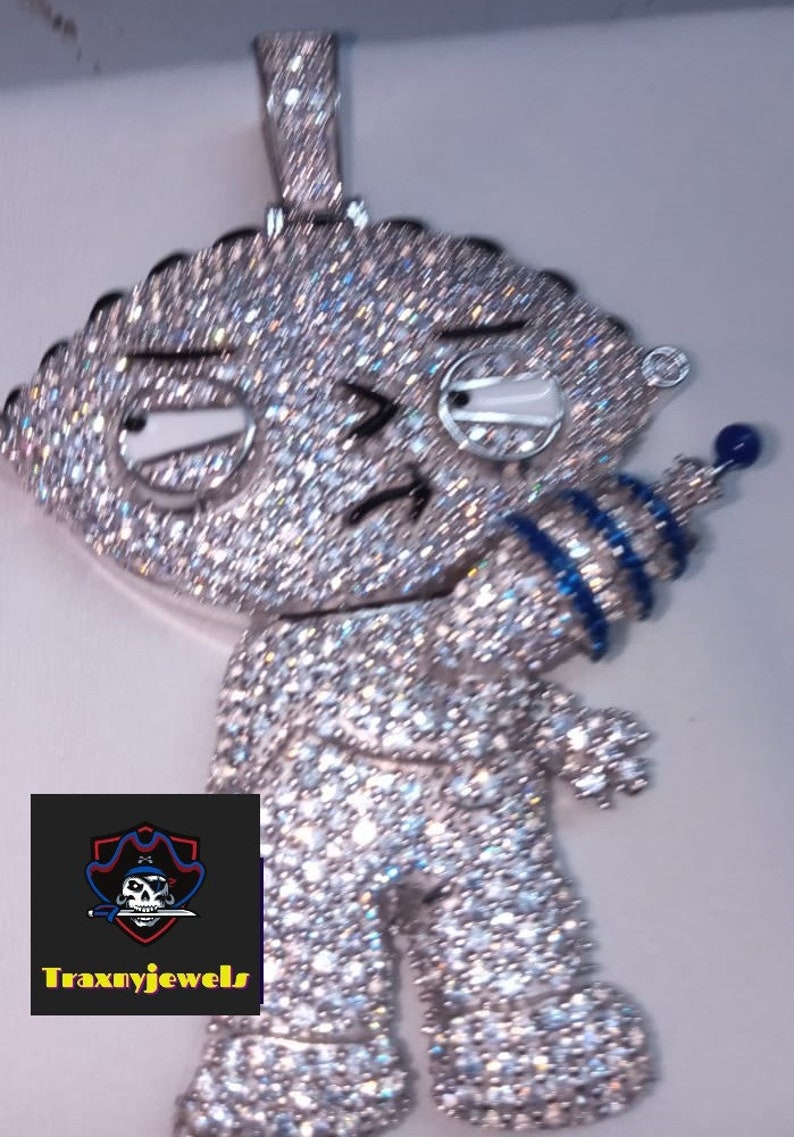 Iced Out Cartoon Character Rapper Griffin Charm Pendant - Etsy